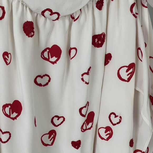 Halston Heritage | Dresses | Halston Heritage White Wred Sequin Heart ...